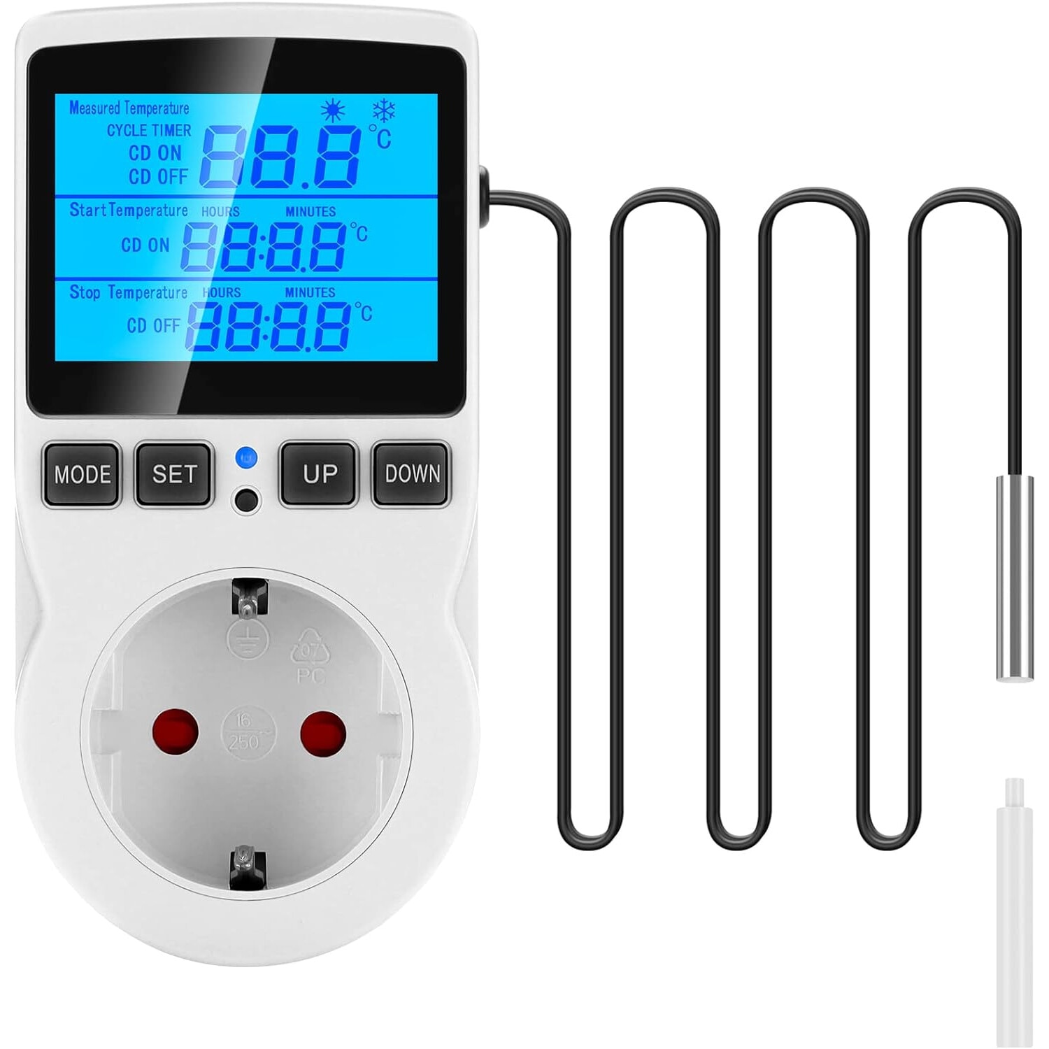 Priza cu Termostat, Miraza, Display Luminat LCD, Programabila ...