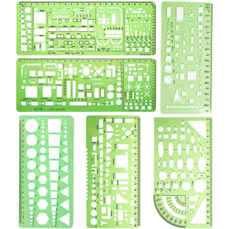 Set de sabloane de desen, Enforose, unelte geometrice, design compact ...