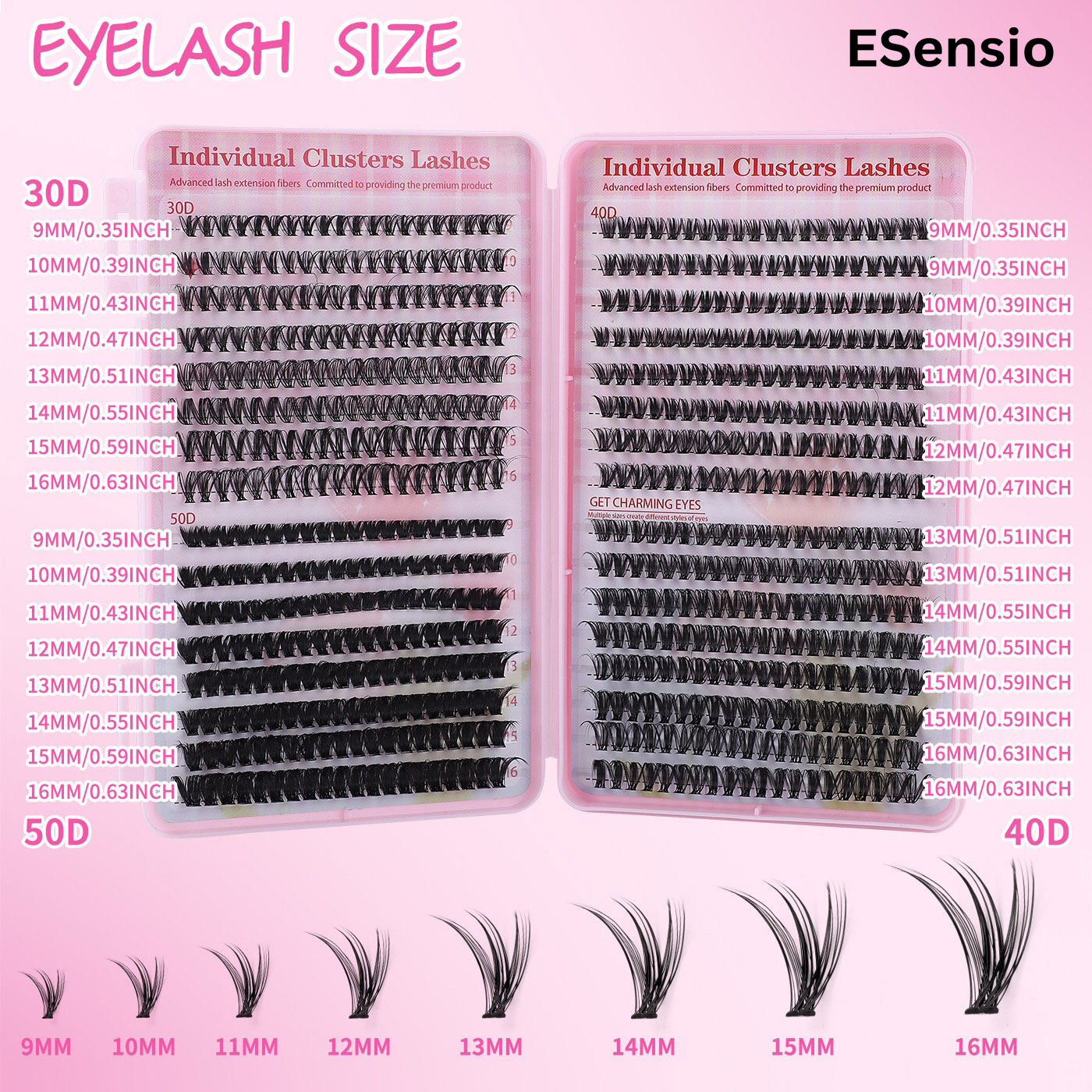 Gene false individuale tip smoc, ESensio 640L, 640 lashes, penseta si perie gene incluse - eMAG.ro