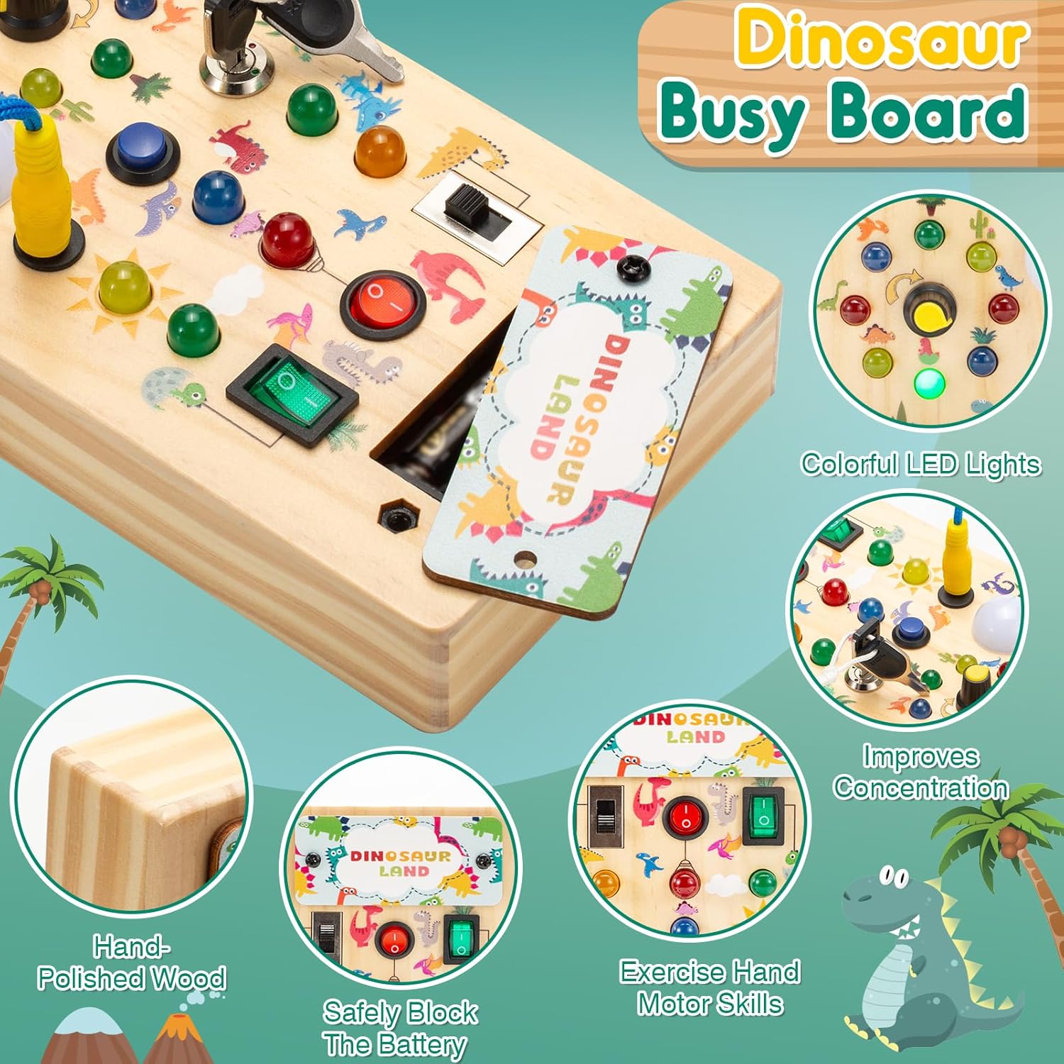 Placa Montessori panou senzorial cu lumini LED, baieti fete, ideala ...