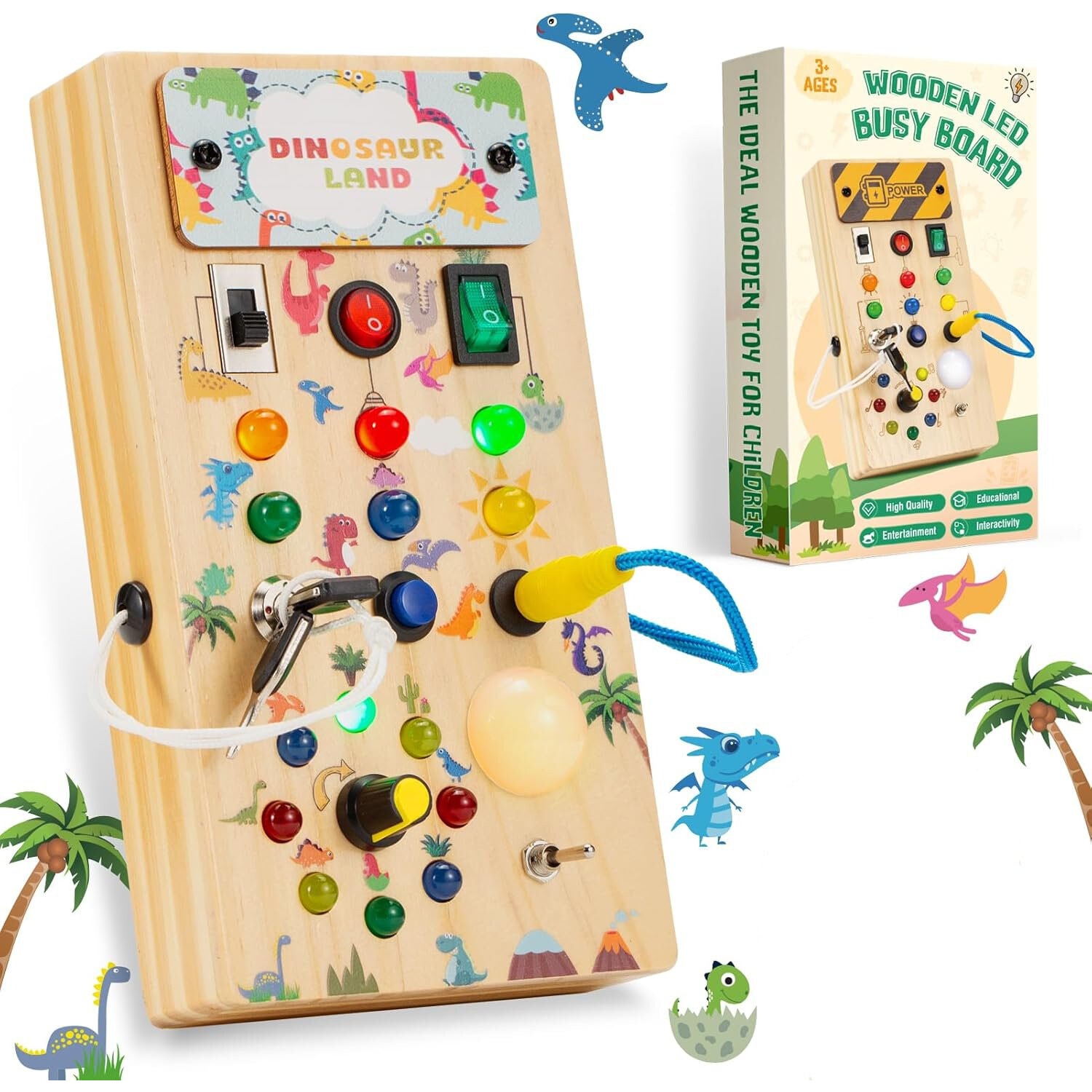 Placa Montessori panou senzorial cu lumini LED, baieti fete, ideala ...