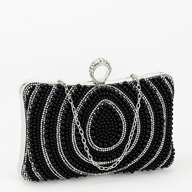 Geanta clutch negru cu perle BYH-866 07 Negru - eMAG.ro
