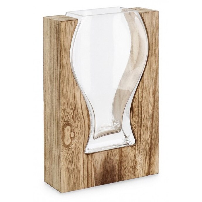 Set 4 vaze flori sticla lemn Medea 17x6x25 cm - eMAG.ro