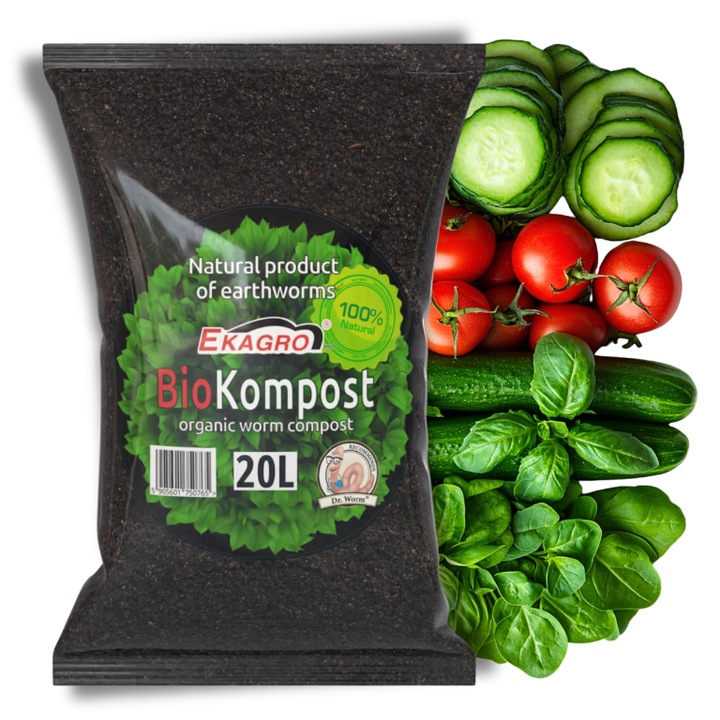 Biocompost 20L, Ekagro, 100% natural, cresterea sanatoasa si ecologica a plantelor, amestec de ...