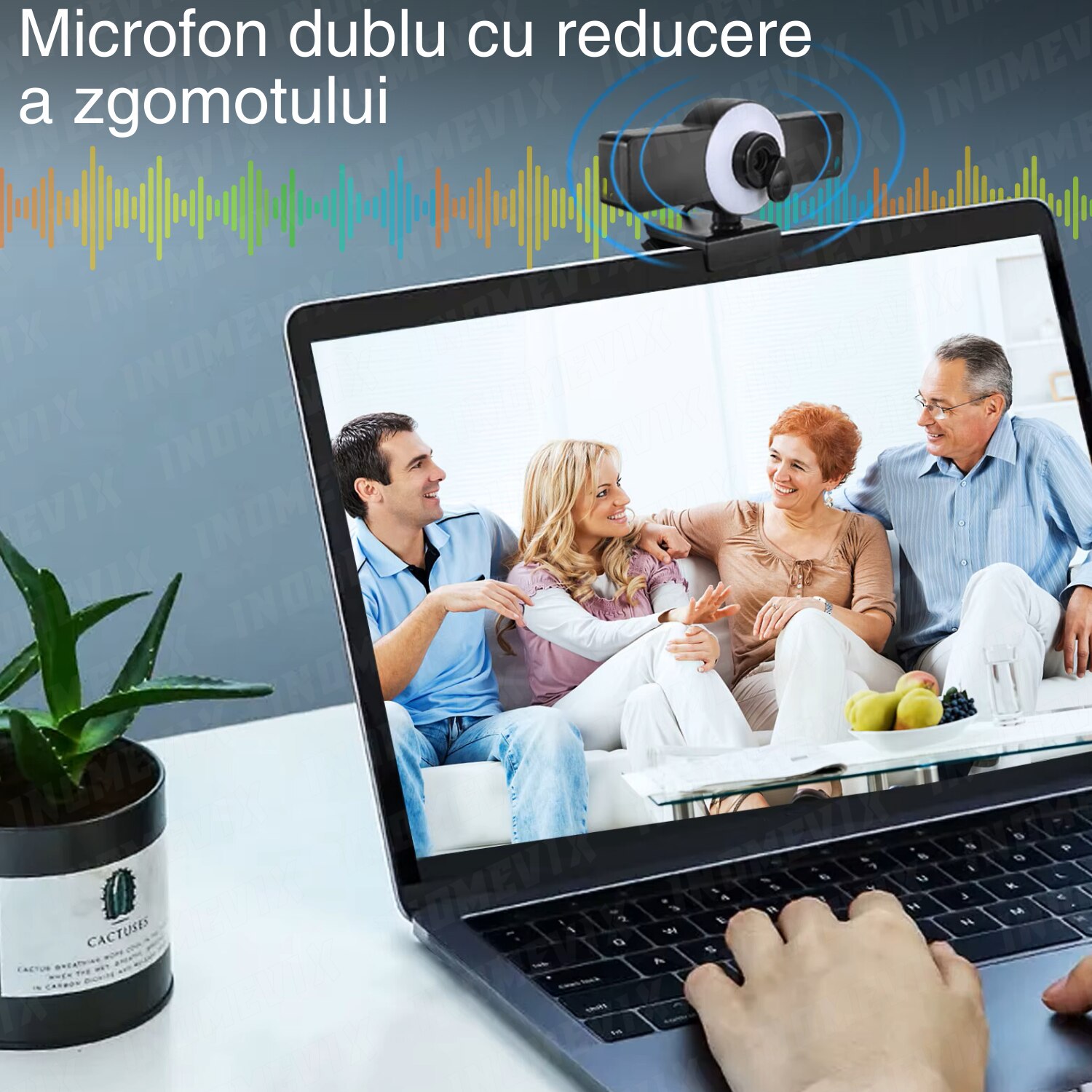 Camera Web INOMEVIX®, 4K Full HD, Webcam 8 MP, Microfon, Dual Stereo cu ...