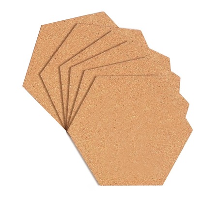 Dekoratív hatszögletű parafa tábla, 6 darabos készlet, 200x175mm, fa, 6 ...