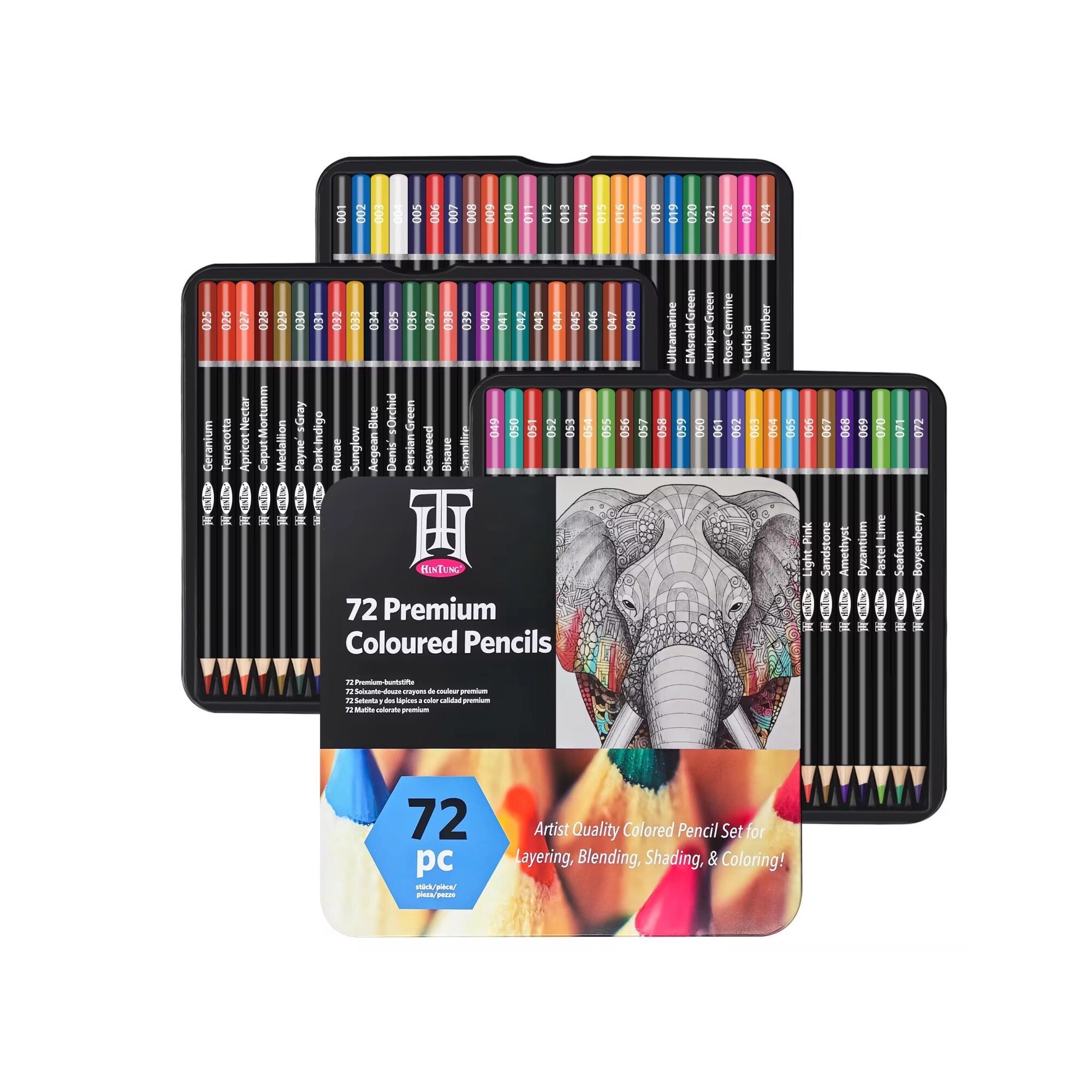 Set de 72 creioane colorate pentru desen, si 2 carti de colorat, cutie ...