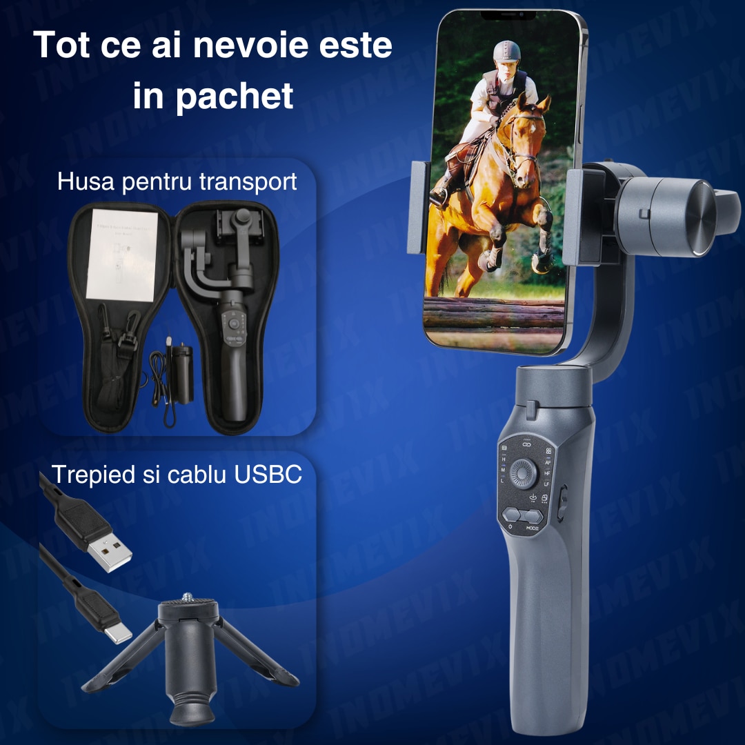 Stabilizator pentru telefon, INOMEVIX® F10 Pro Gimbal stabilizare foto ...