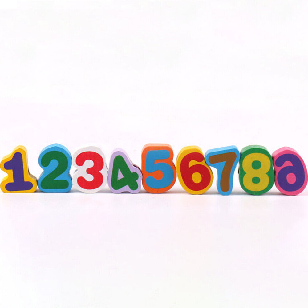 Set margele si cifre colorate de insiruit din lemn, Montessori, 87 de ...