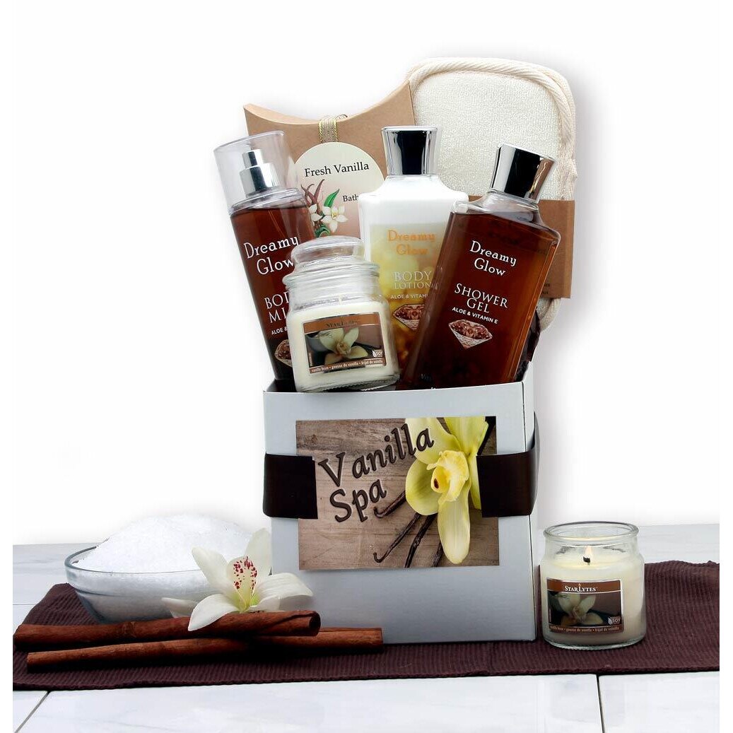 Set cadou spa Vanilla, longziming, 8 oz lotiune de corp, 8 oz gel de ...
