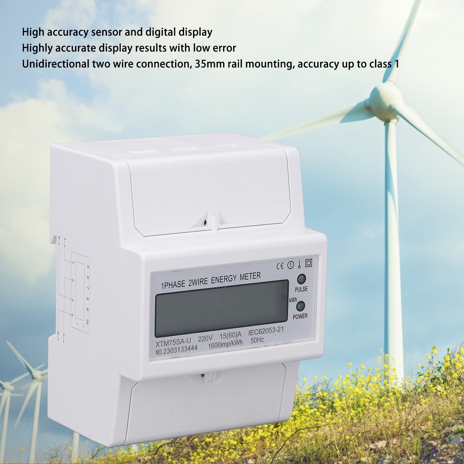 Contor de energie pe sina DIN Enforose, LCD, 220V, montare pe sina de ...