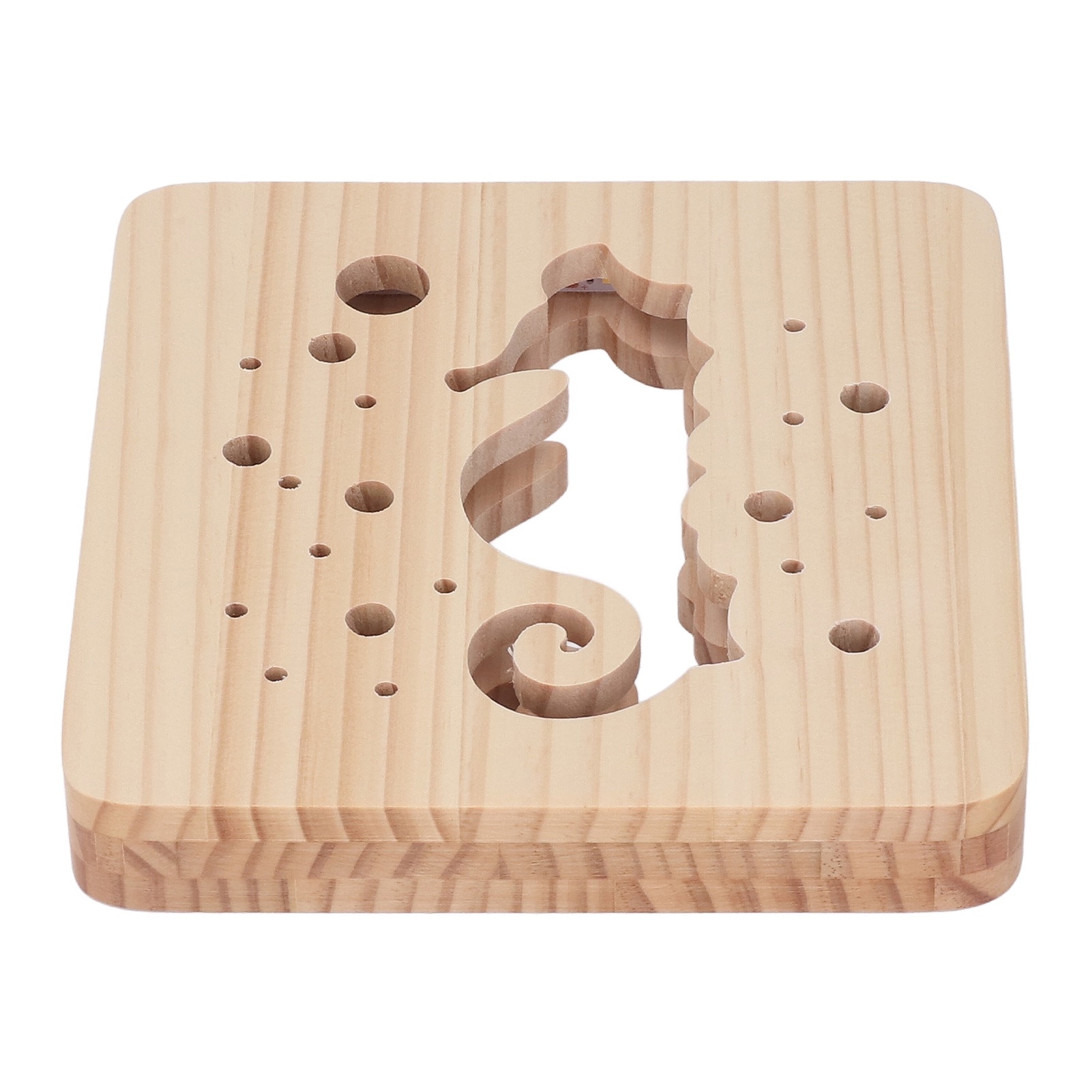 Veioza 3D din lemn, Jormftte, model cal de mare, alimentare USB, 2W ...