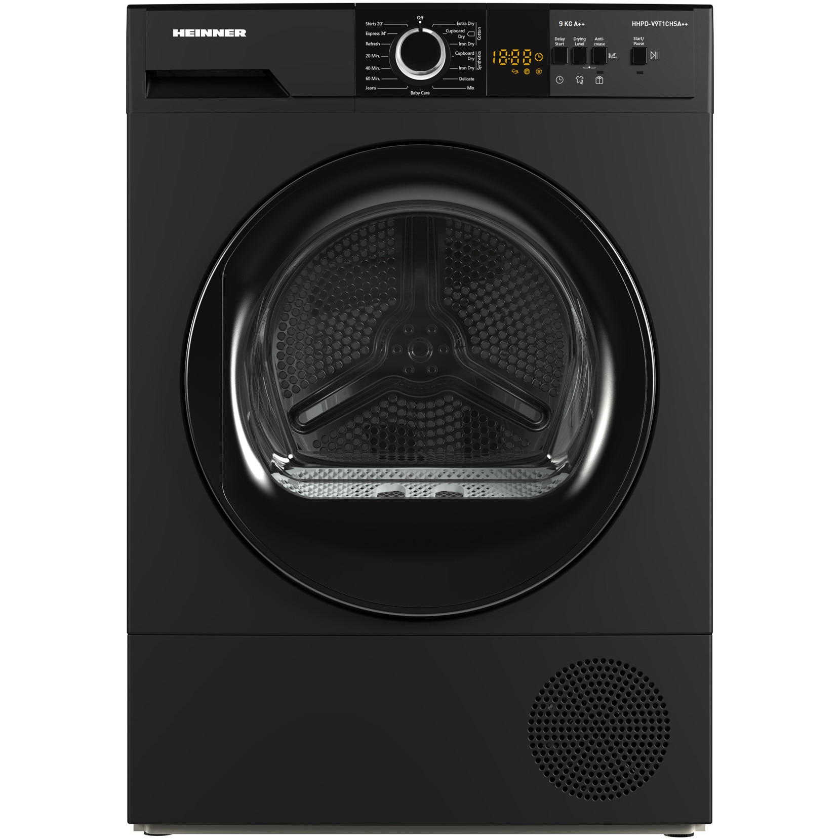 Uscator de rufe Heinner HHPD-V9T1CHSA++, Pompa de caldura, 9 kg, Clasa ...