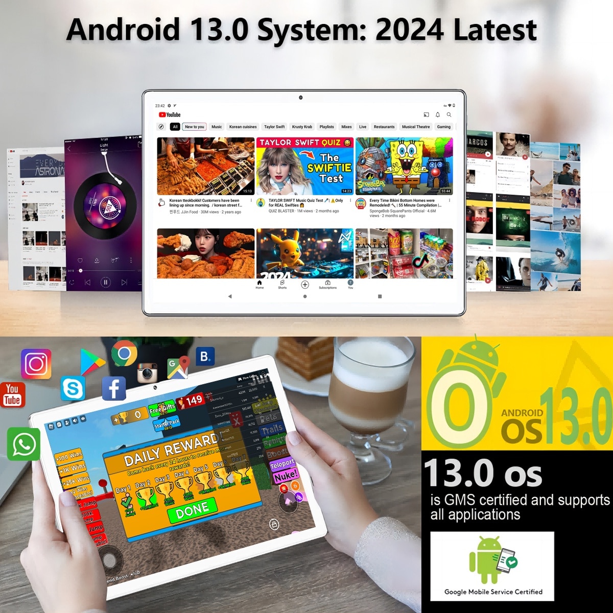 Tableta 10 inci, niuniutab, Cu SIM, Android 13, 6GB RAM+128GB ROM ...