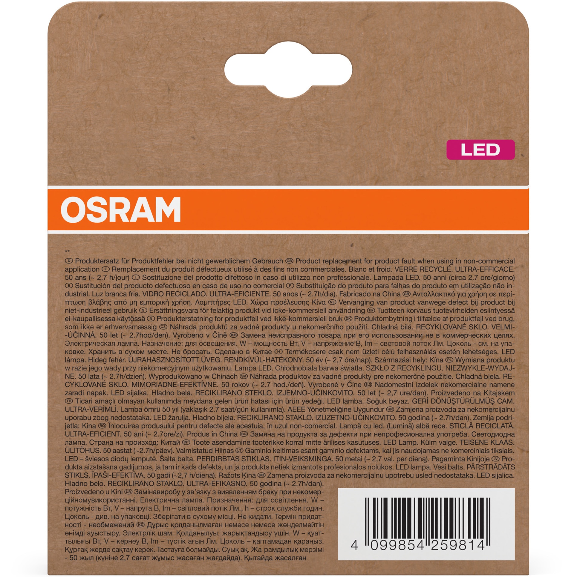 Set 2 becuri LED OSRAM filament, A75, E27, 5W (75W), 1055 lumeni, lumina neutra (4000K), clasa ...