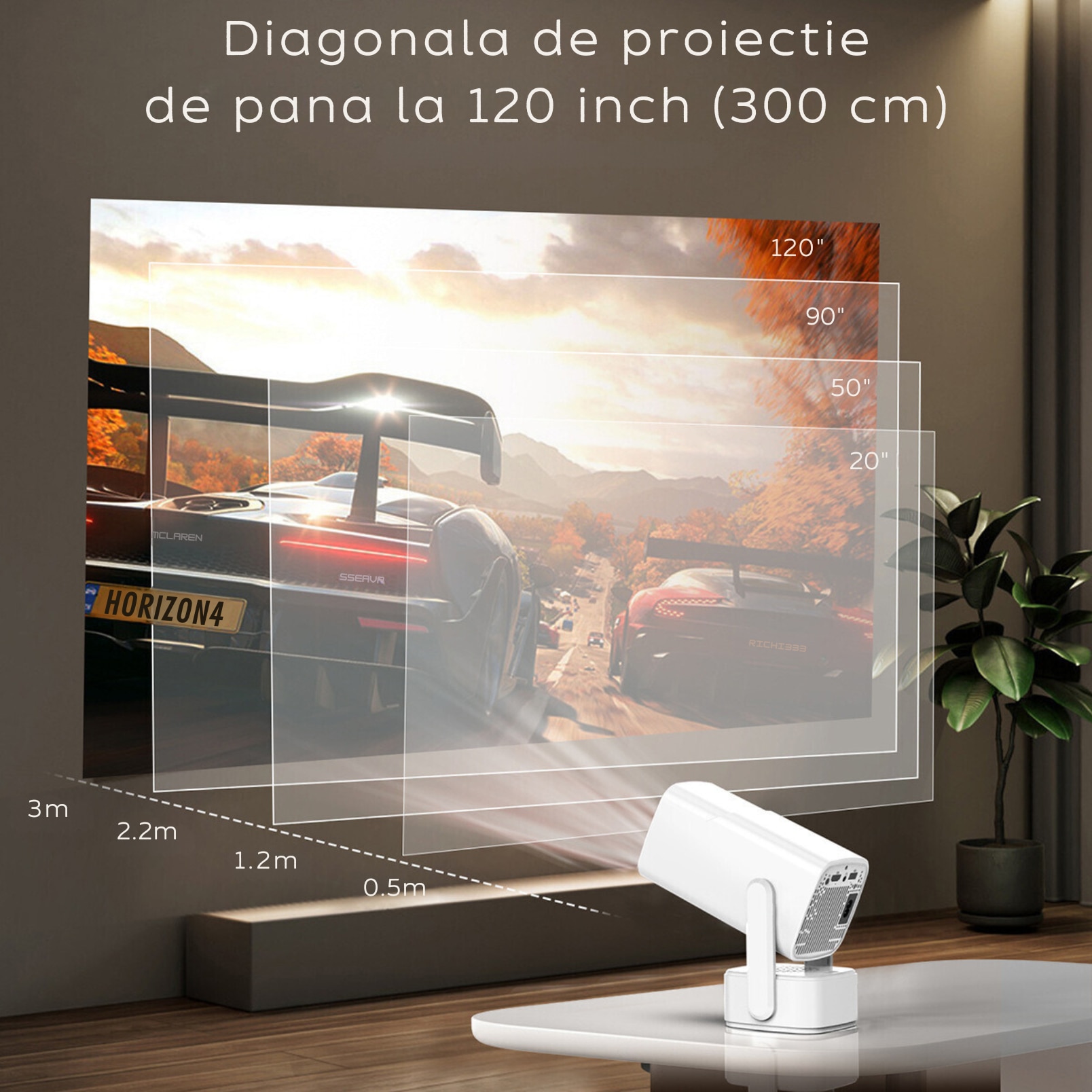 Videoproiector portabil Smart ALLz, Android 11, Wi-Fi, BT 5.0 ...