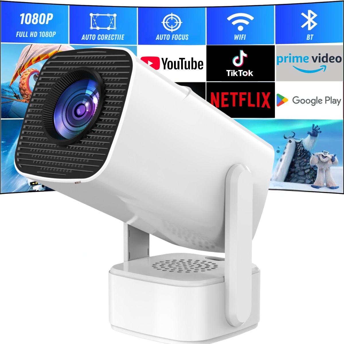 Videoproiector portabil Smart ALLz, Android 11, Wi-Fi, BT 5.0 ...