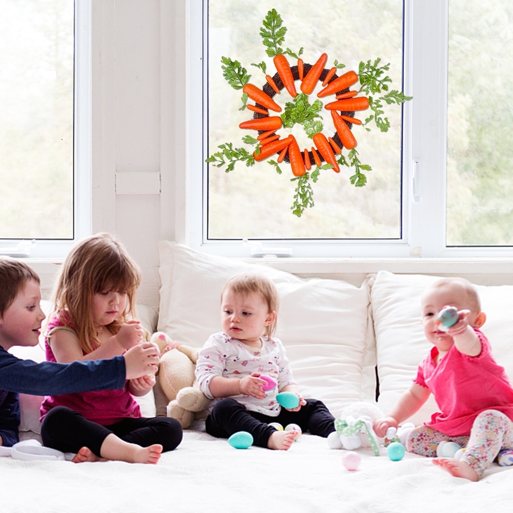 Coroana de Paste Simulare artificiala Morcovi Ghirlanda din ratan ...