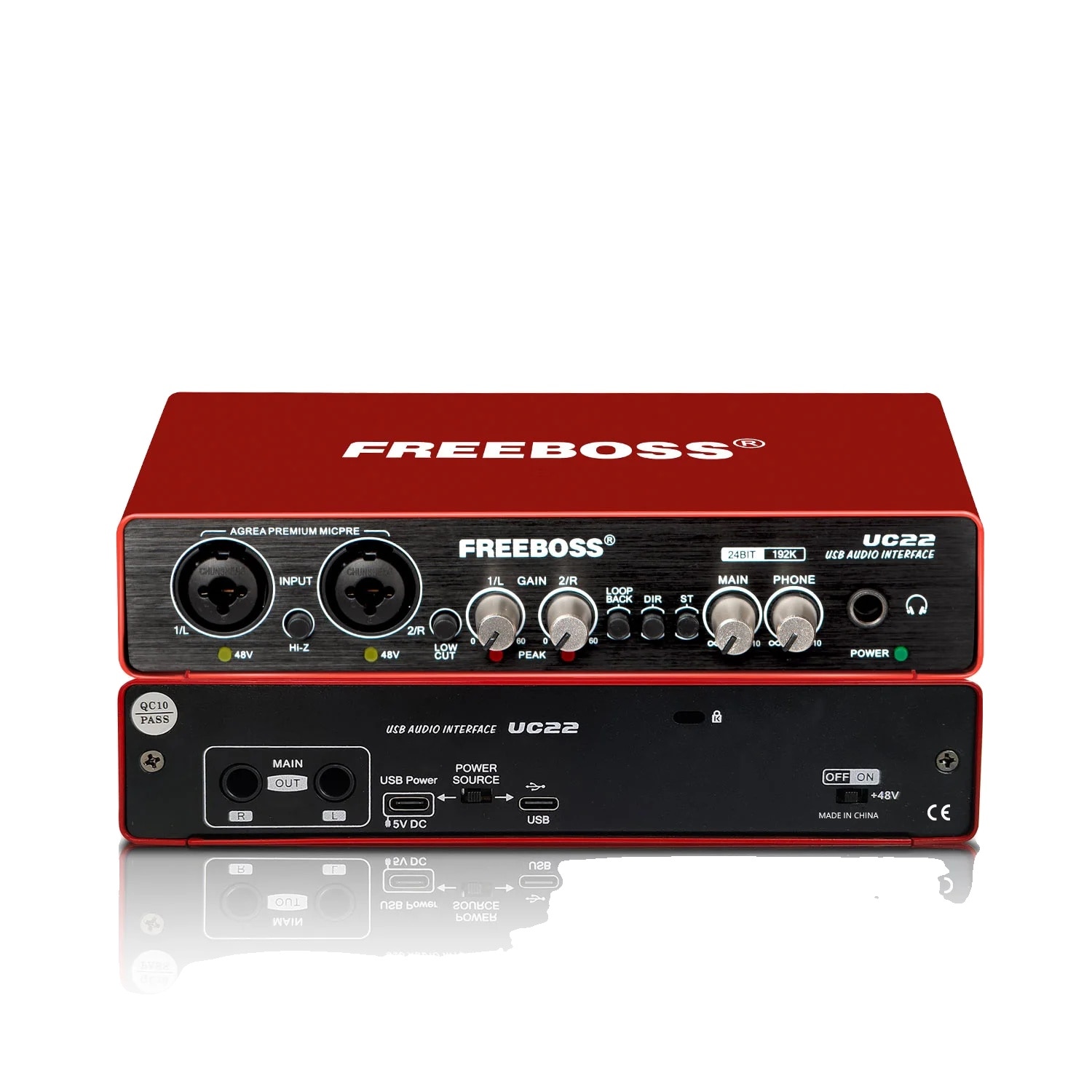 Interfata Audio USB, FreeBoss, 192KHz, Phantom +48V, UC22, functie ...