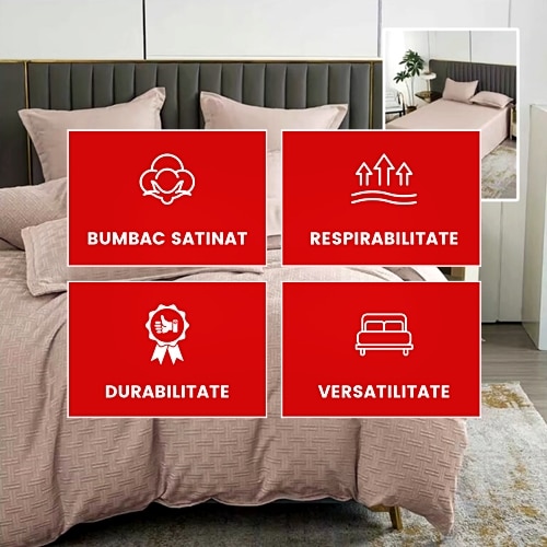 Спално бельо Bumbat Satin Stripe UNI, 6 части, за двойно легло ...