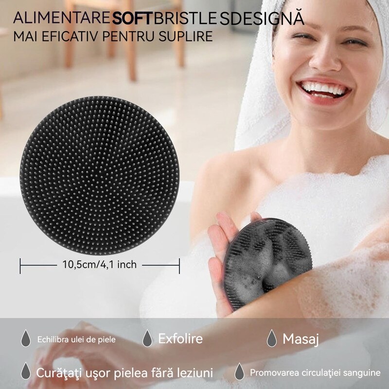 Set 2 bucati Burete de baie din silicon moale, Luoistu, igienic, pentru ...