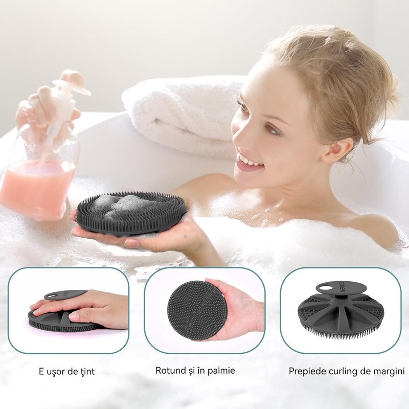 Set 2 bucati Burete de baie din silicon moale, Luoistu, igienic, pentru ...