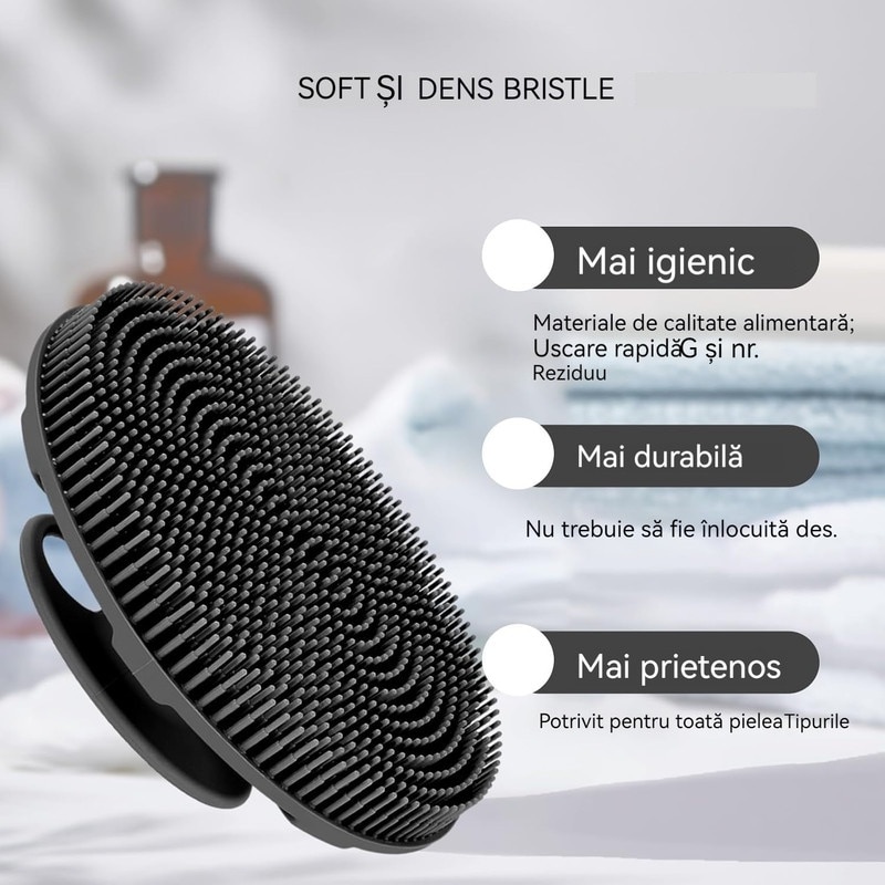 Set 2 bucati Burete de baie din silicon moale, Luoistu, igienic, pentru ...