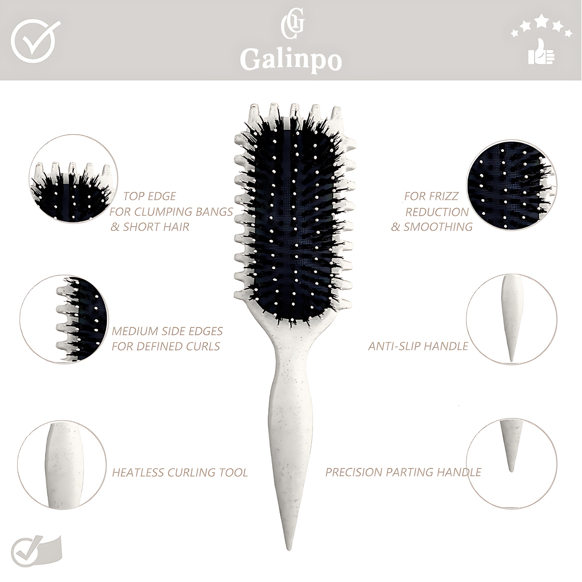 Galinpo Curl Define Edge Lift Brush, instrument 5-in-1 pentru bucle ...