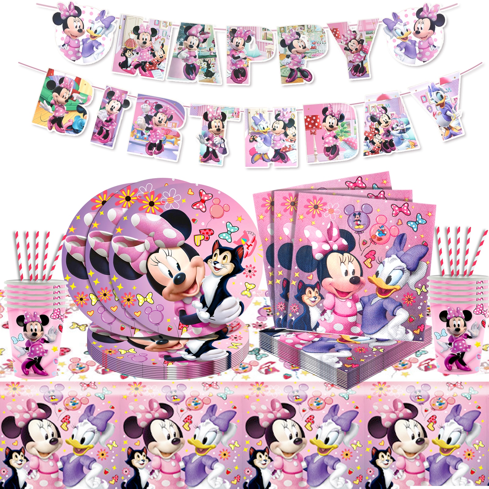 Set de 52 piese vesela pentru petrecere Minnie pentru 10 copii ...