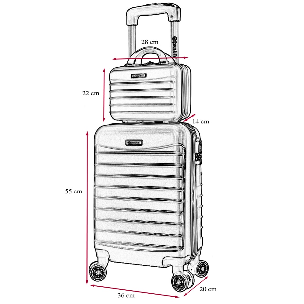 Комплект куфар и козметична чанта Quasar & Co.®, 55x36x20 см/28x22x14 ...