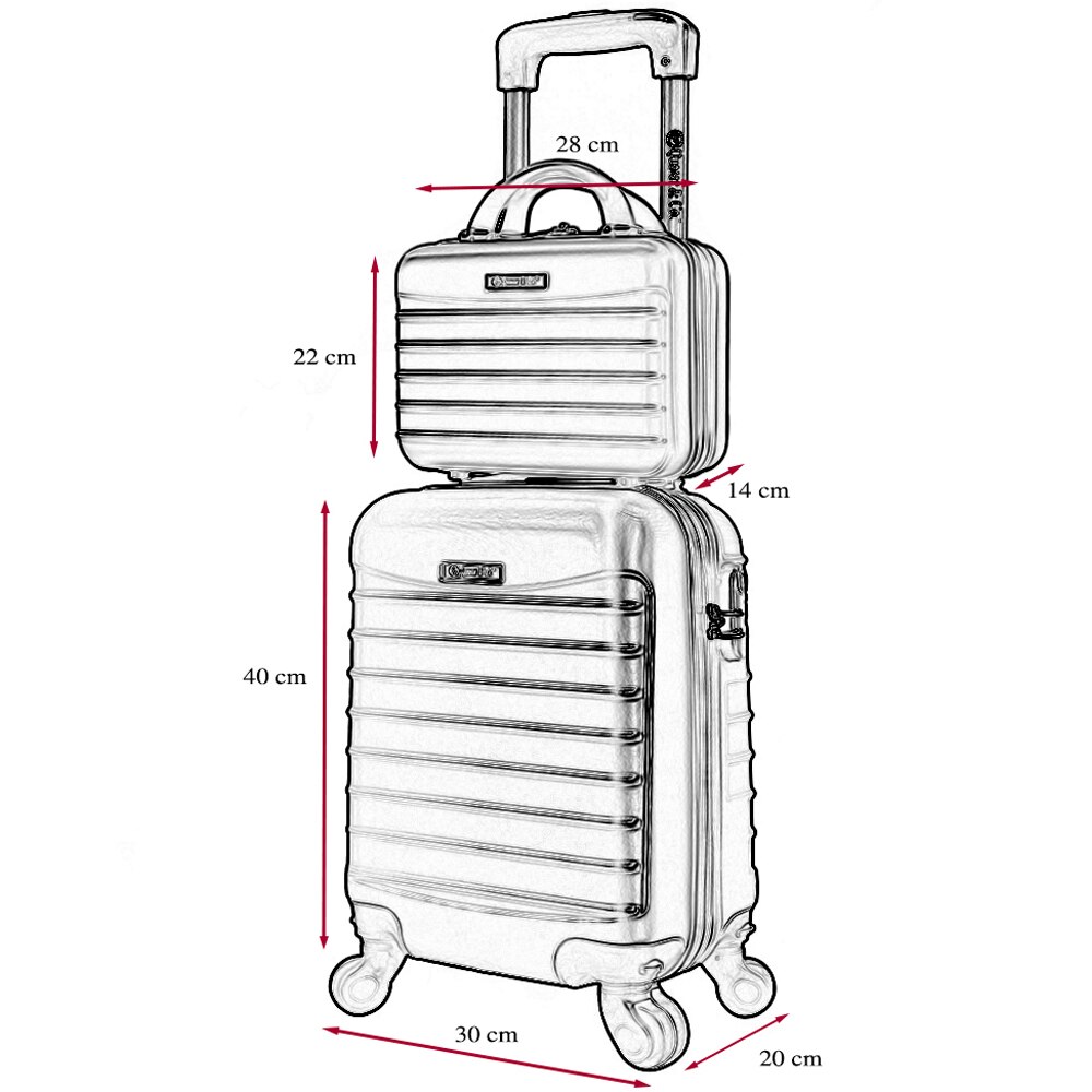 Комплект куфар с козметична чанта, Quasar & Co., модел Line, Шифър, 4 ...