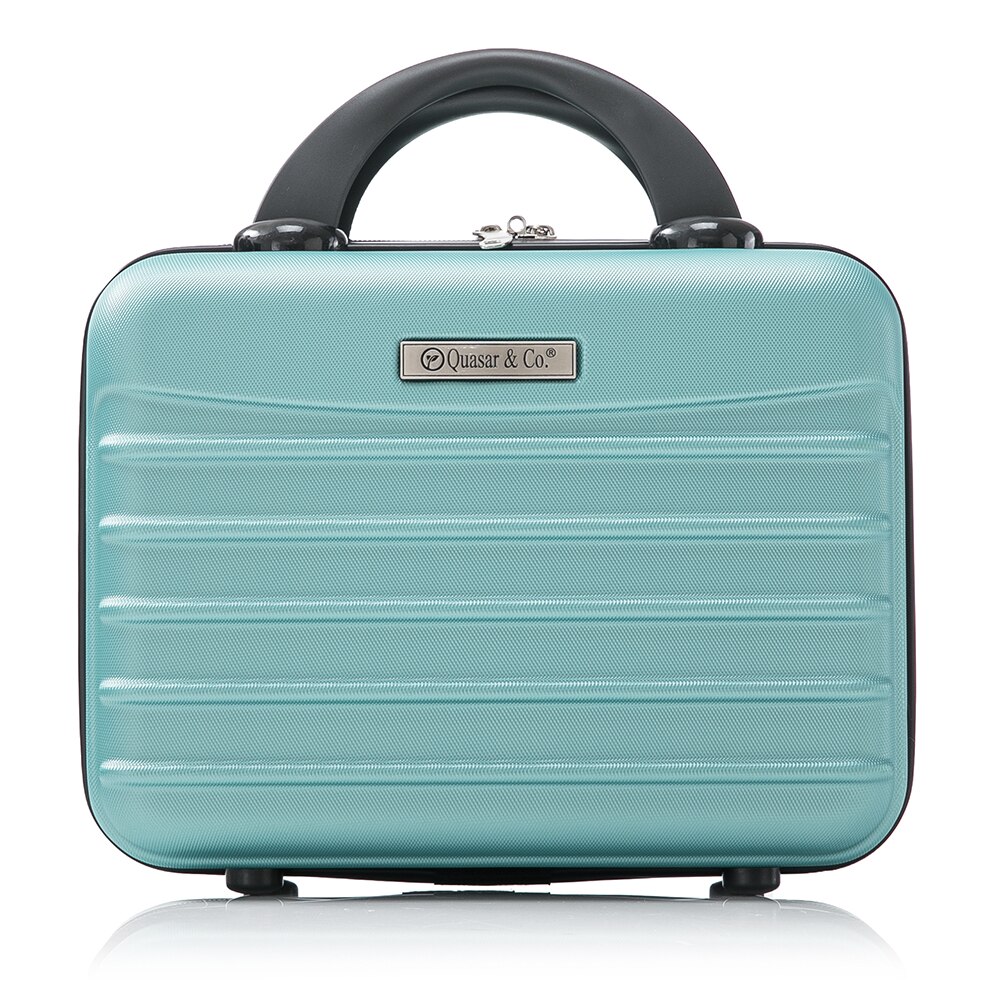 Комплект куфар с козметична чанта, Quasar & Co., модел Line, Шифър, 4 ...