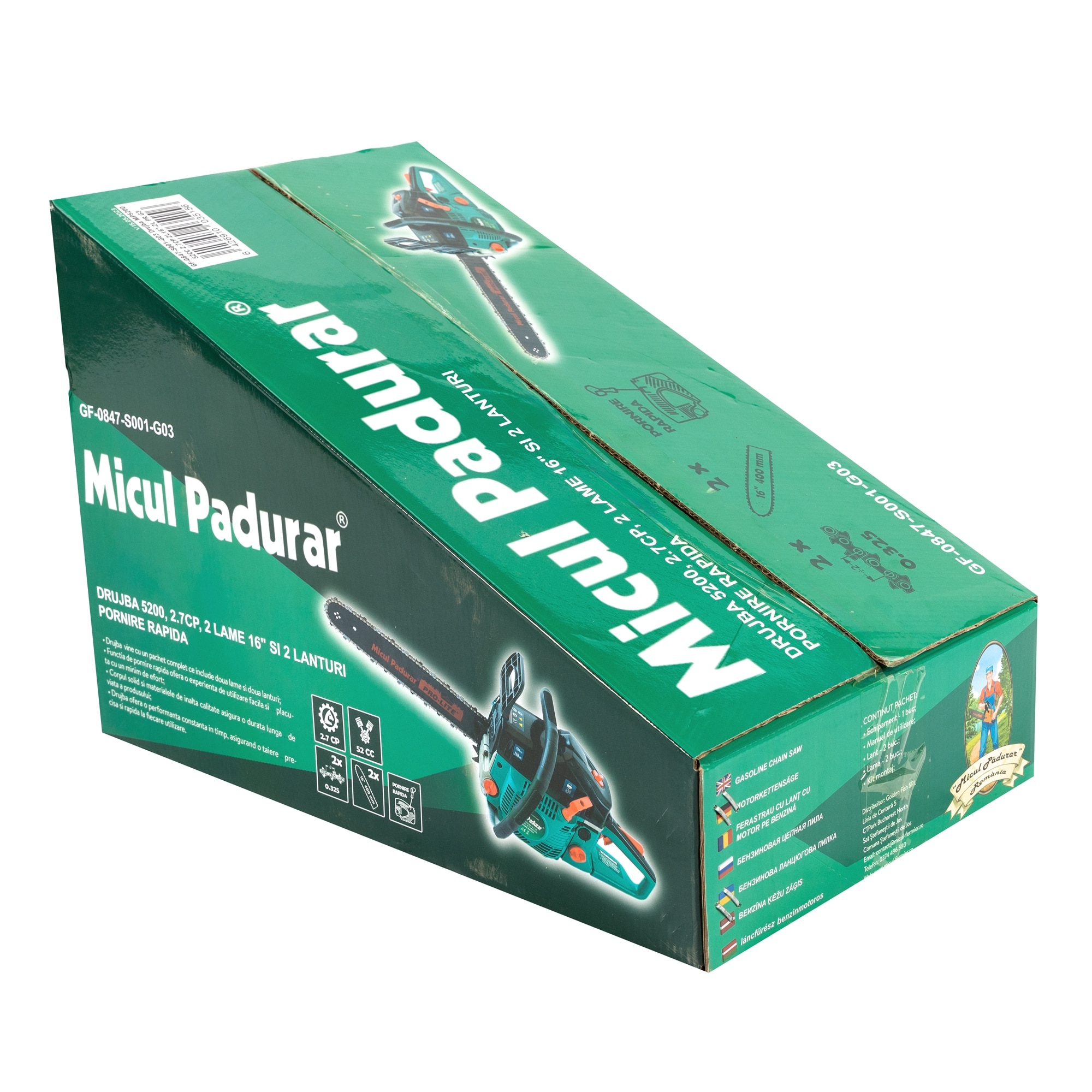 Drujba Micul Padurar 5200 52CC 2.7CP 2 lame16" si 2 lanturi, pornire ...