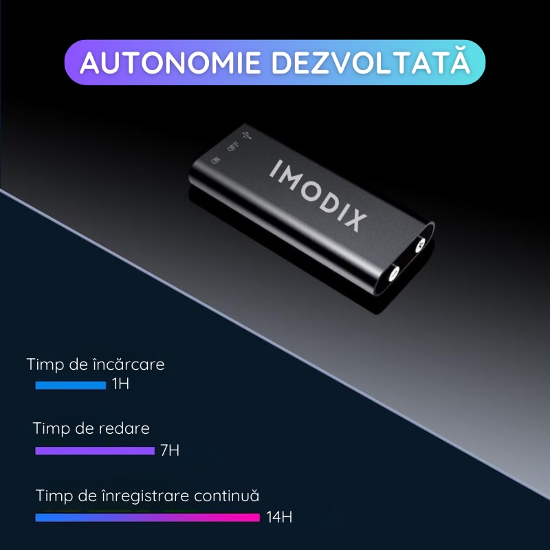 Mini Reportofon Spion, IMODIX®, Memorie Interna 16 GB, 192 Ore ...