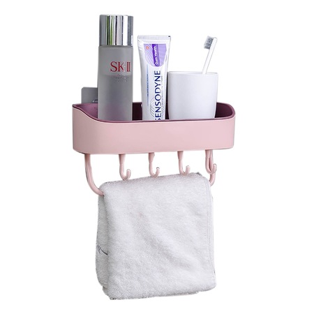 Suport de baie montat pe perete, longziming, roz, plastic, eco-friendly ...