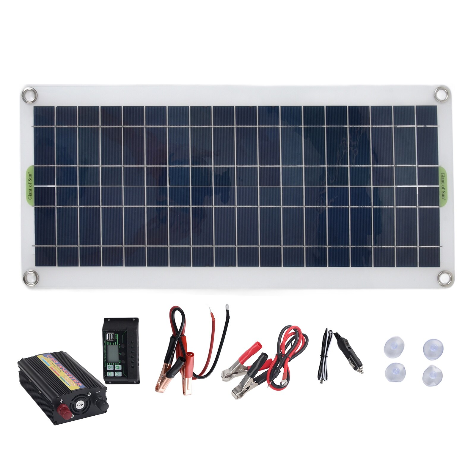 Kit panou solar, 30W, cu inverter, 1000W, 2 porturi USB, 43x20cm - eMAG.ro