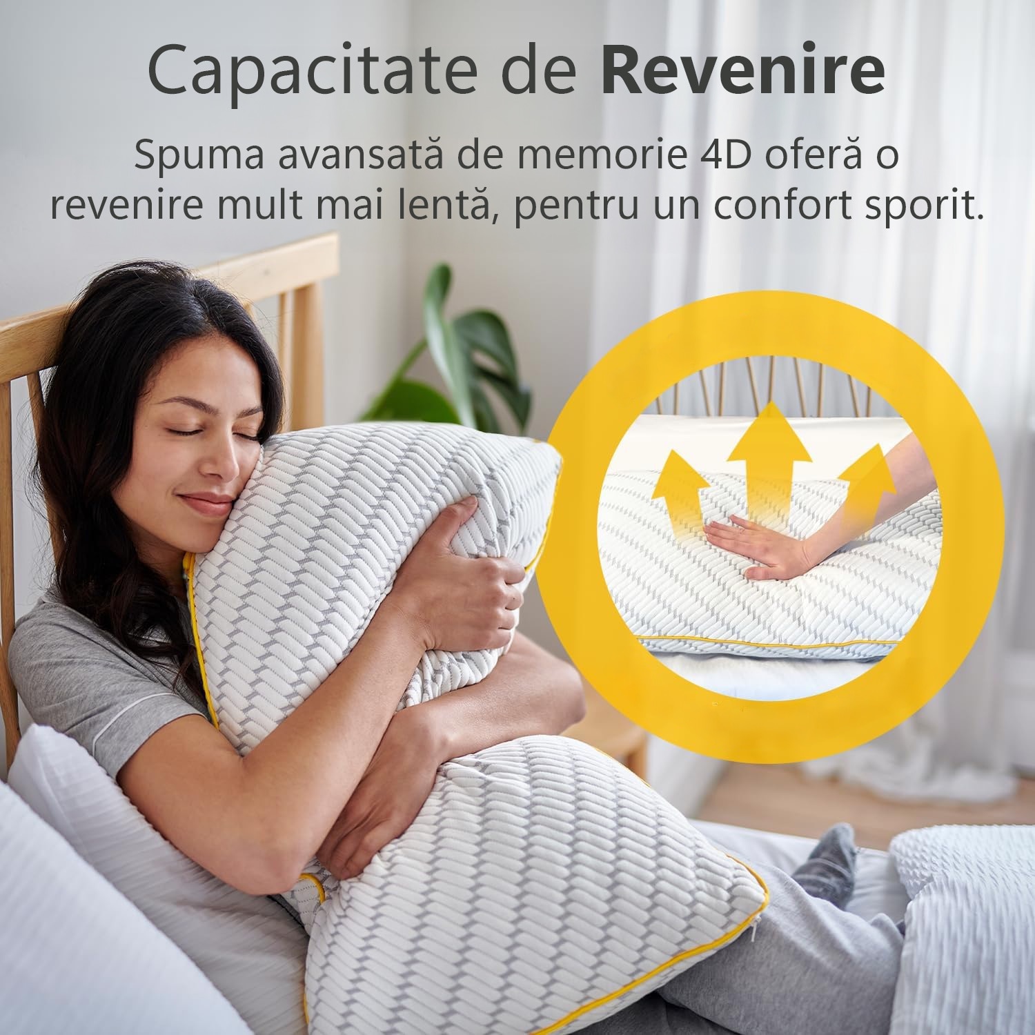 Perna ortopedica pentru dormit ajustabila NextWave®️, Spuma cu Memorie ...