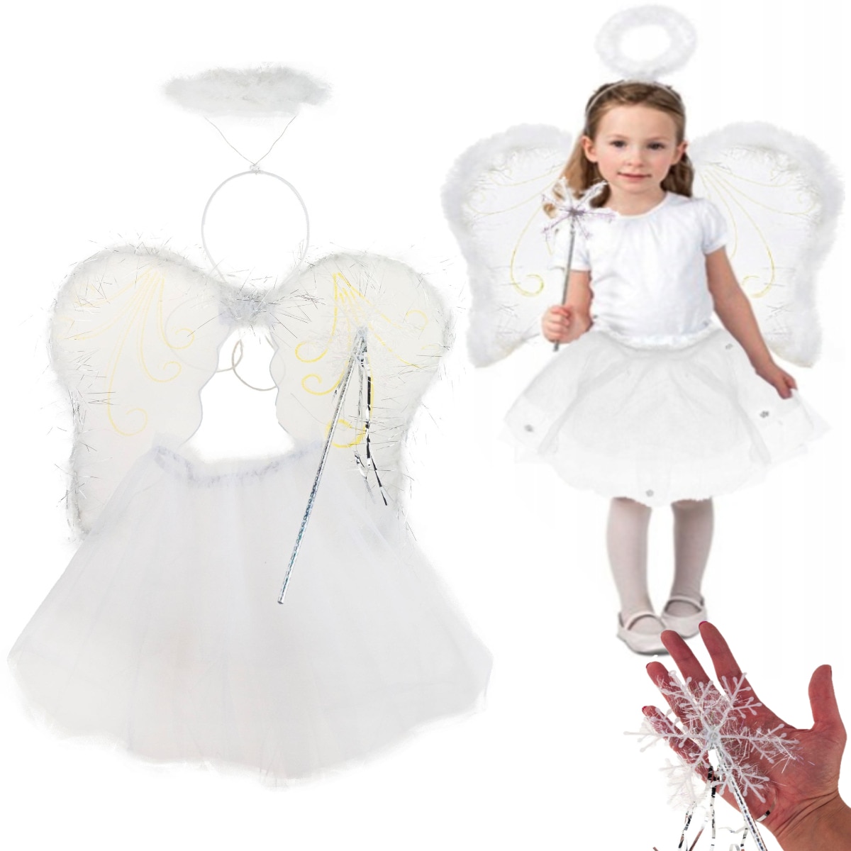 Costum de inger, Top Gift, set complet, aripi cu pene, fusta din tul, 3 ...