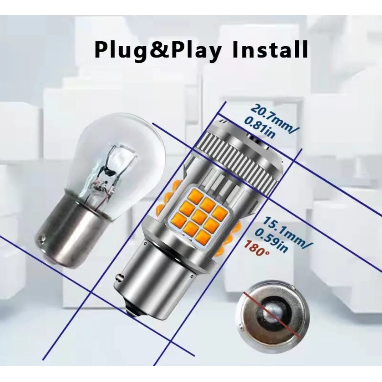 Bec LED Semnal P21W / BA15S / 1156, DRL Lumini de Zi, 30W, 2800LM ...