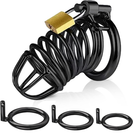 Dispozitiv de castitate cu cusca pentru penis masculin, EXCITAT®, Cu 3 ...