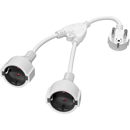 Prelungitor flexibil, 2 prize, 0.35m, alb, clasa de protectie IP44 ...