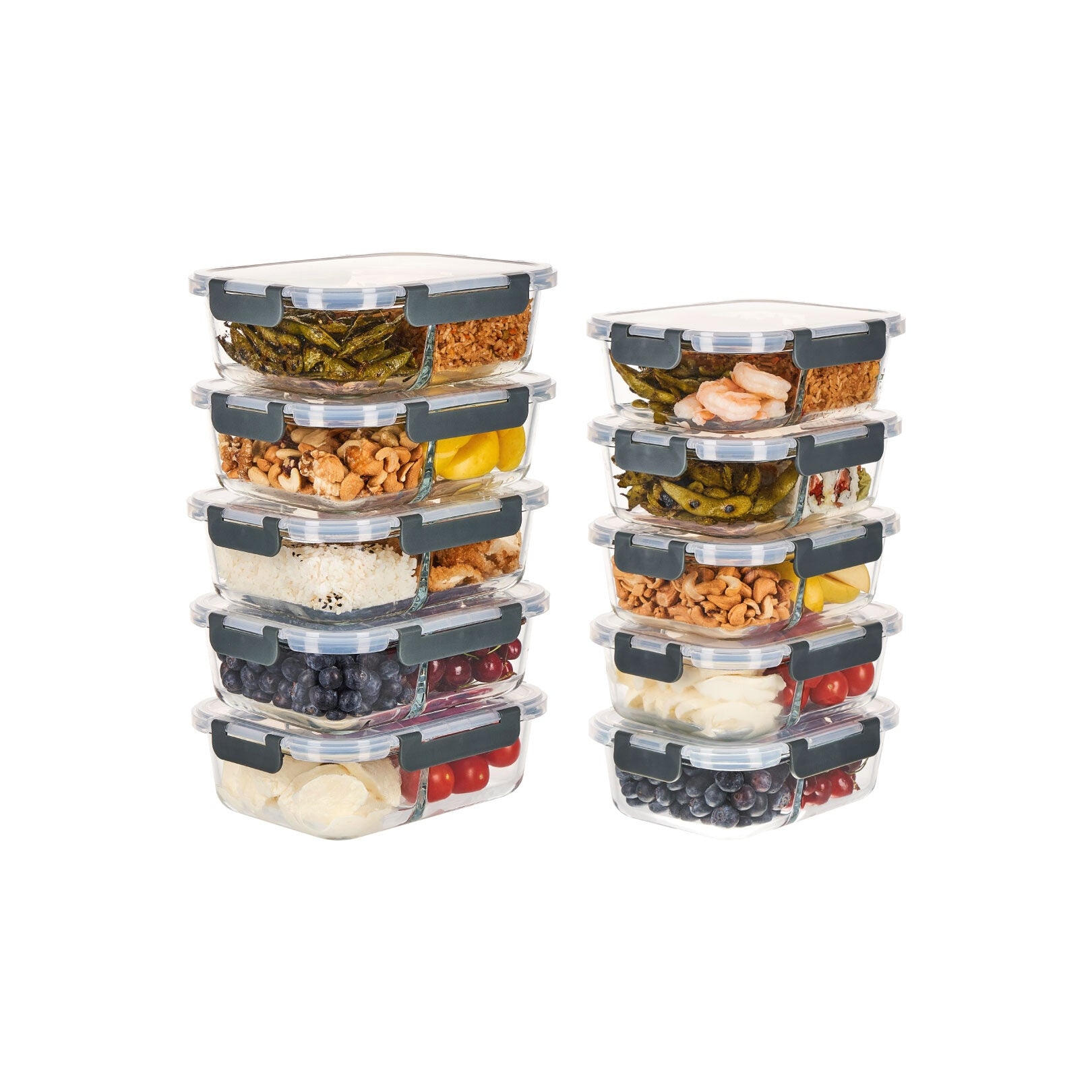 Set 10 caserole compartimentate 1020 ml + 1460 ml pentru mancare ...