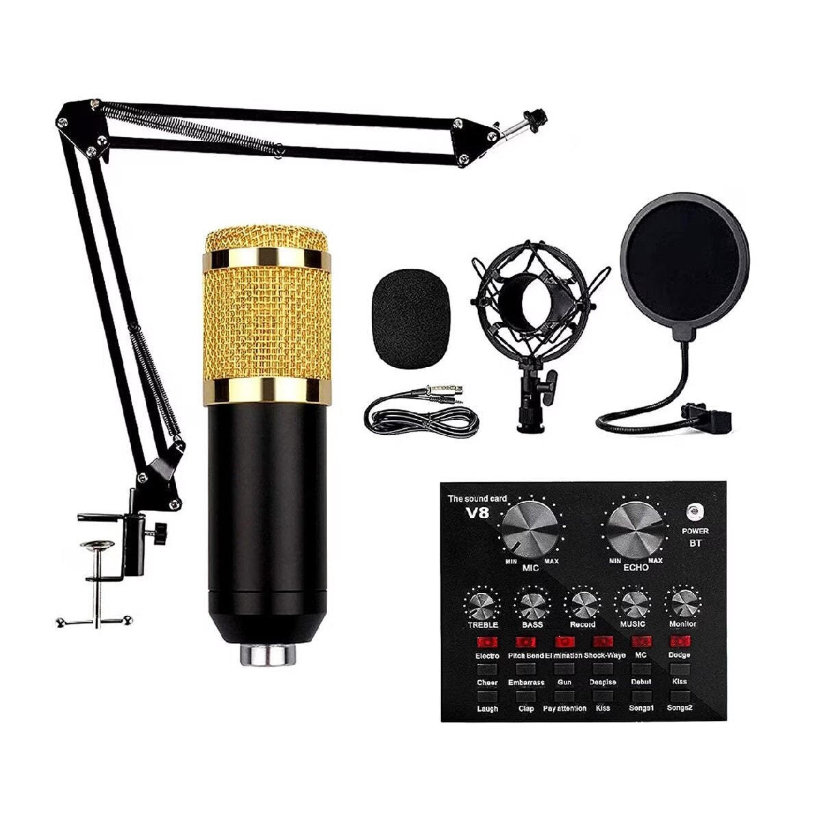 Set profesional cu Mixer Audio si Microfon MIC8, pentru podcast ...