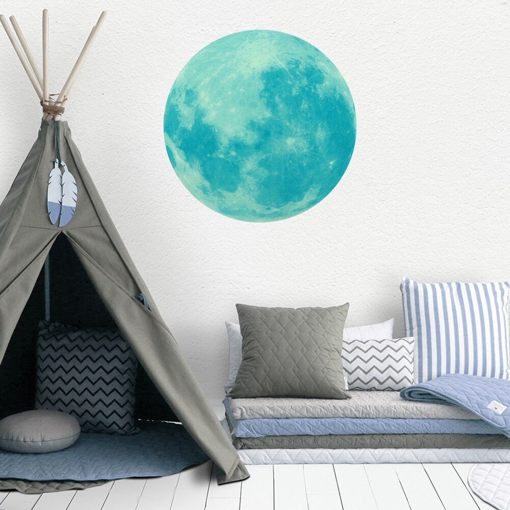 Autocolant de perete, longziming, forma de luna, luminescent, 30cm ...
