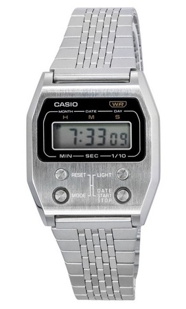 Ceas barbatesc Casio Vintage A1100D-1, carcasa inox, curea inox ...