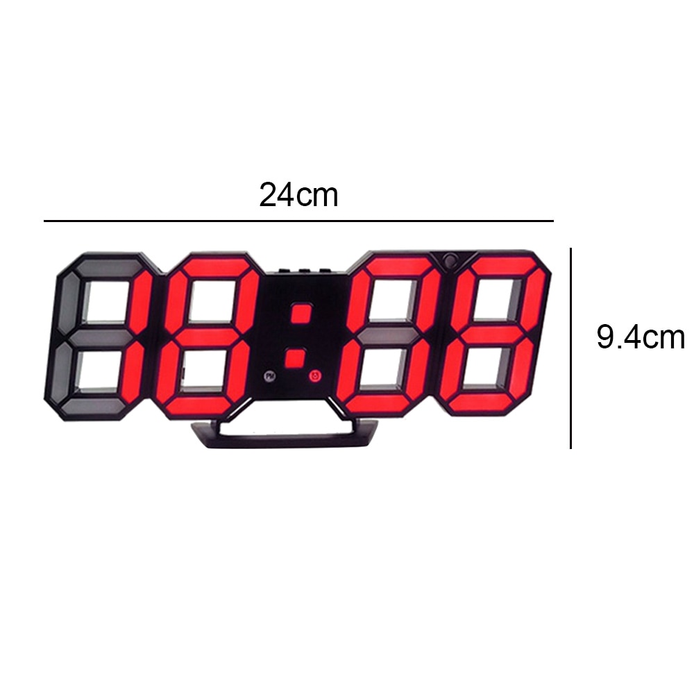 Ceas digital LED 3D multifunctional, negru, 15x7x4cm - eMAG.ro