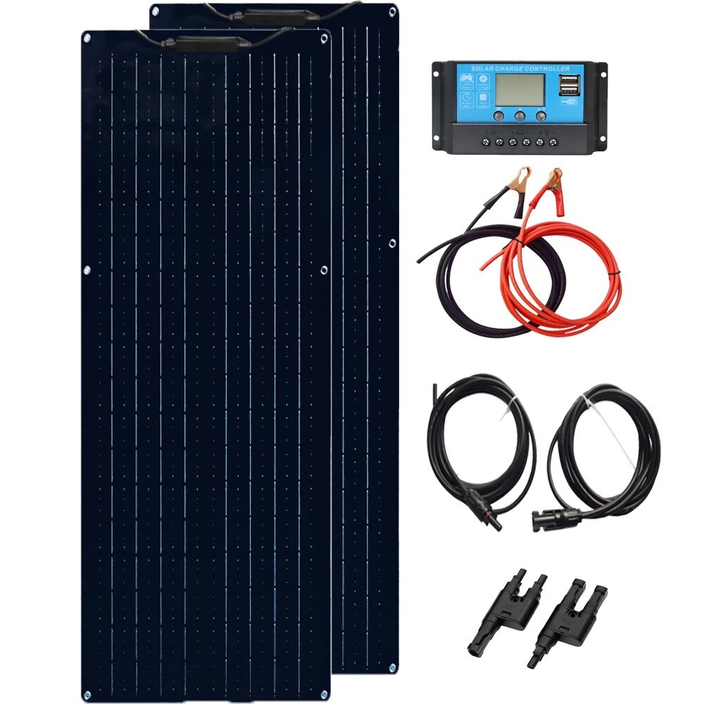 Set 2 x panou solar, 100W, siliciu monocristalin, design flexibil, 12V ...