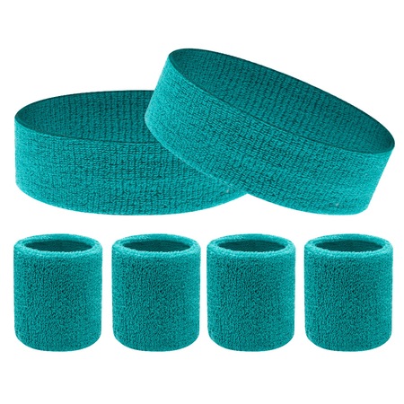 Set 4 aparatori de incheietura si 2 bandane sport, multicolor, 18.5x5 ...