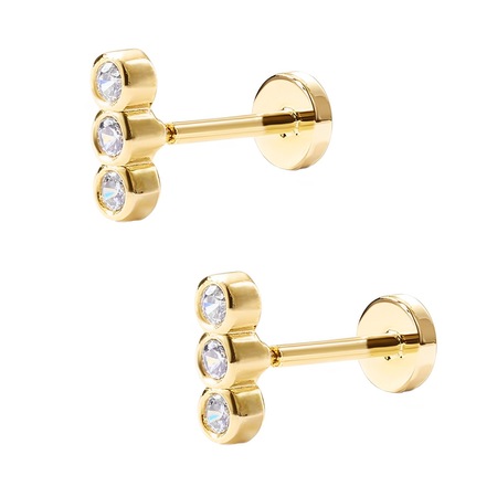 Cercei din argint cu zirconiu, auriu, 7mm, set 1 bucata - eMAG.ro