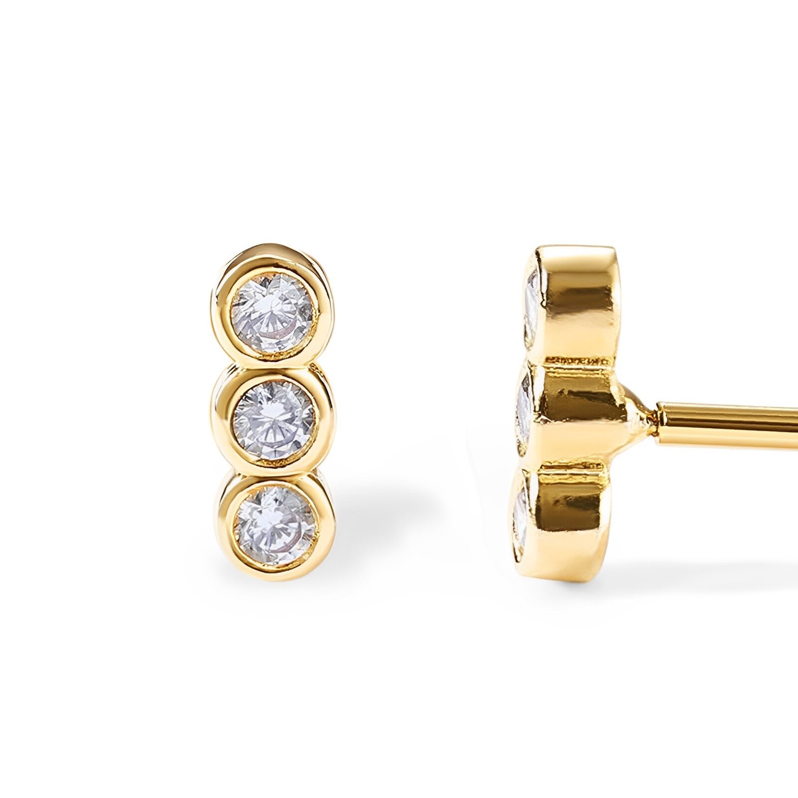 Cercei din argint cu zirconiu, auriu, 7mm, set 1 bucata - eMAG.ro